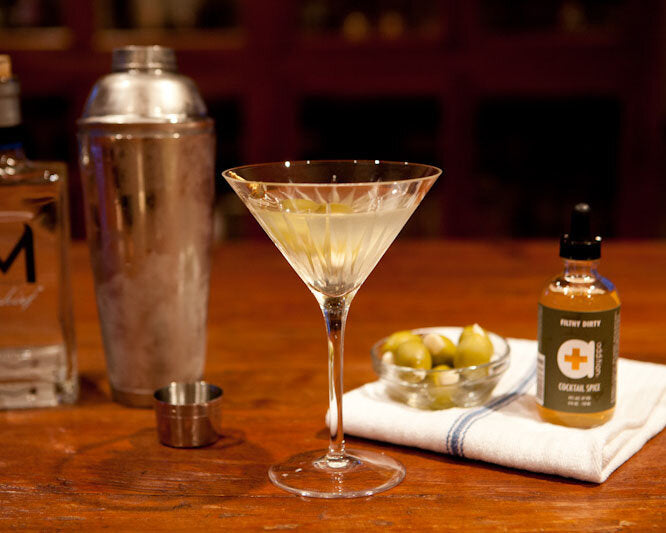 Filthy Dirty Martini recipe with Filthy olives and addition bitters ...